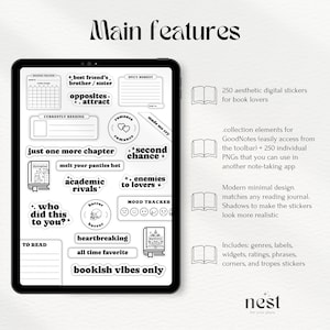 Digital Stickers for Reading Journal | Bookish Goodnotes Stickers ...