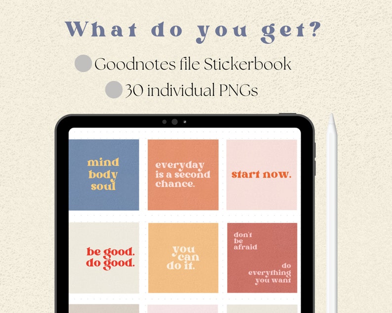 Inspirational Quotes Digital Stickers, Retro Goodnotes Stickerbook ...