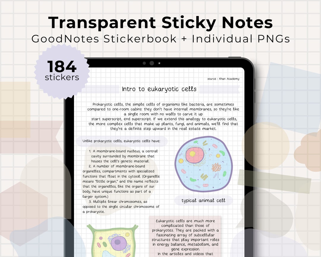 Transparent Digital Sticky Notes | Student Stickers | iPad | Goodnotes ...