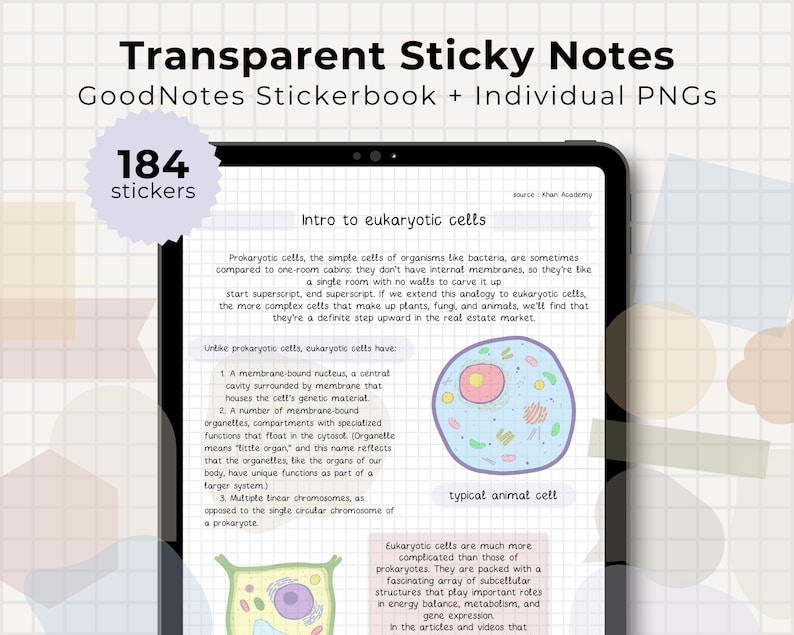 Transparent Digital Sticky Notes Student Stickers iPad - Etsy