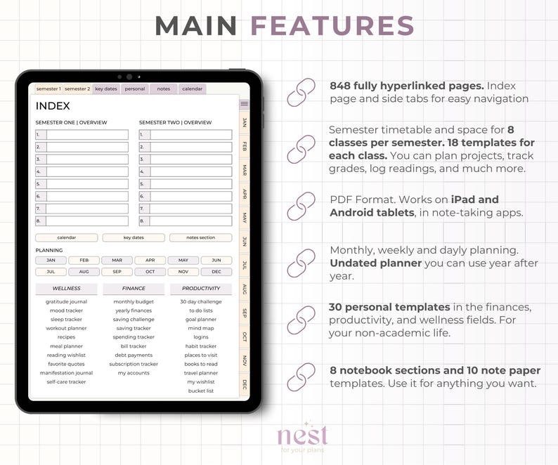 Digital Student Planner | Undated iPad Academic Planner | College ...