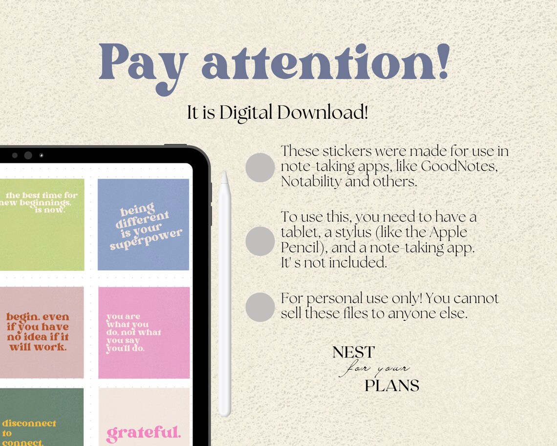 Inspirational Quotes Digital Stickers, Retro Goodnotes Stickerbook ...