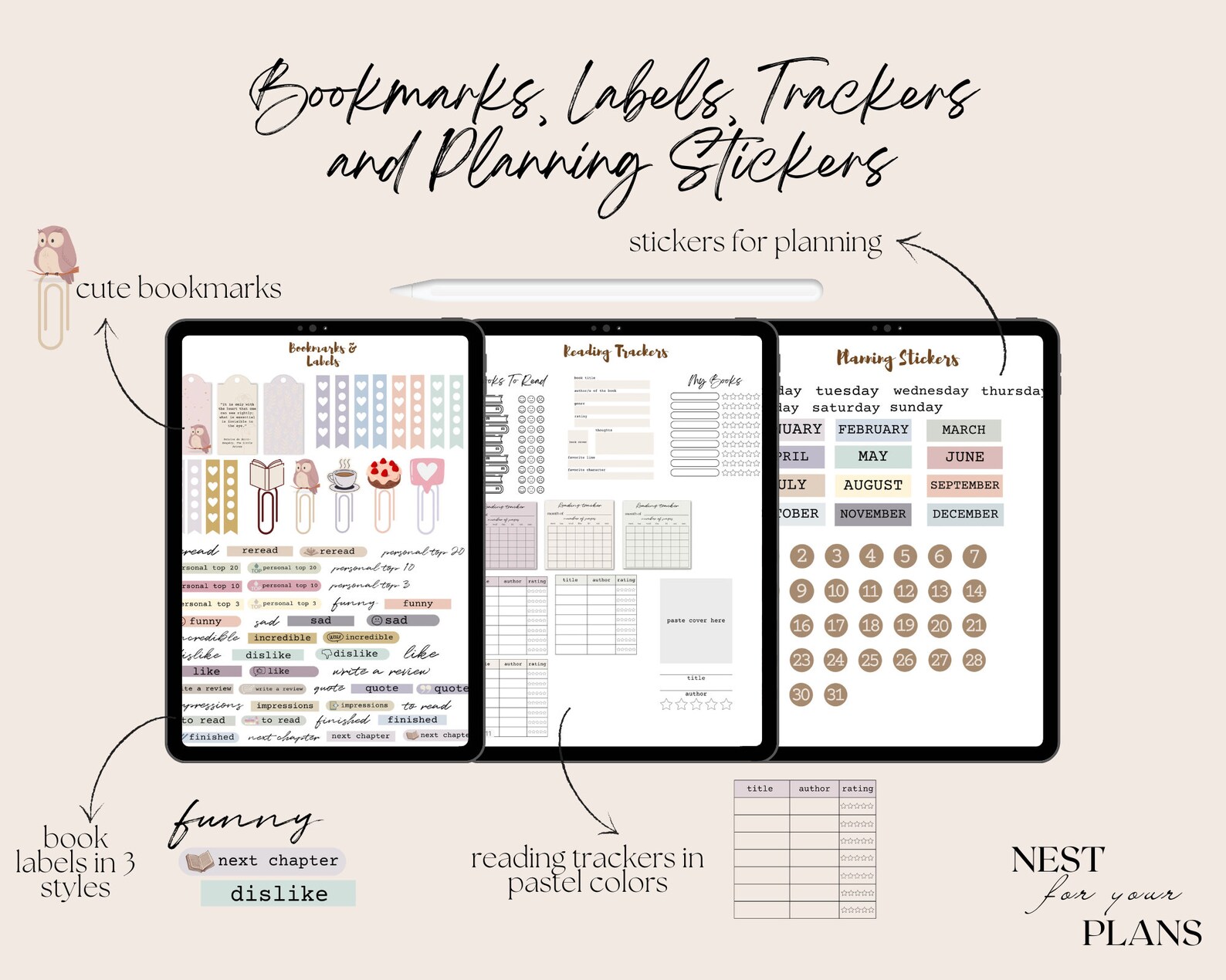 Book Lover Digital Stickers Goodnotes PNG Reading Stickers - Etsy