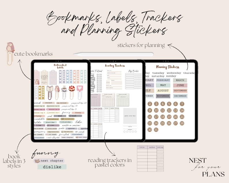 Book Lover Digital Stickers Goodnotes PNG Reading Stickers - Etsy