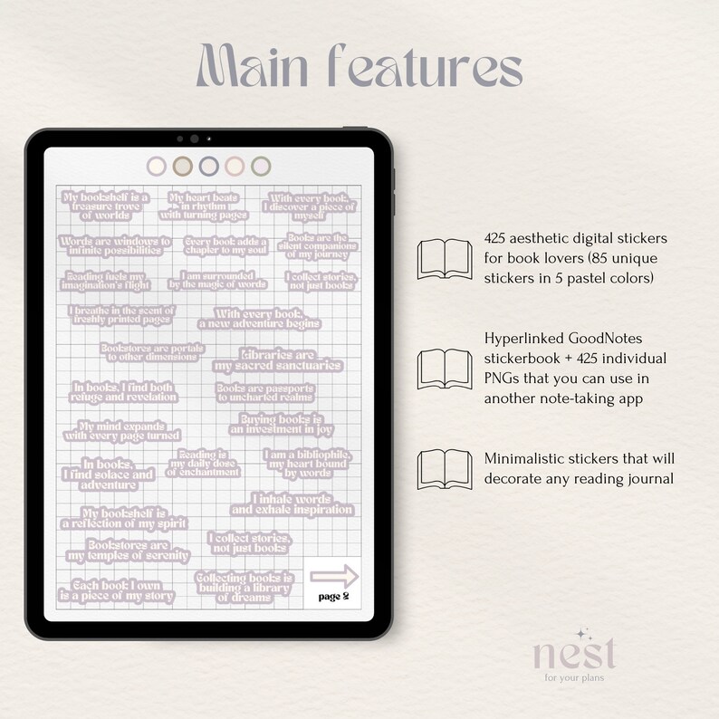 Affirmations for Book Lovers Digital Stickers | Bookish Phrases ...