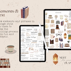 Vintage Bookish Digital Stickers, Book Lover Goodnotes Stickerbook, PNG ...