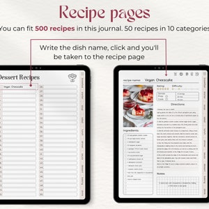 Digital Recipe Book | Paper Texture Goodnotes Meal Planner | Recipe ...