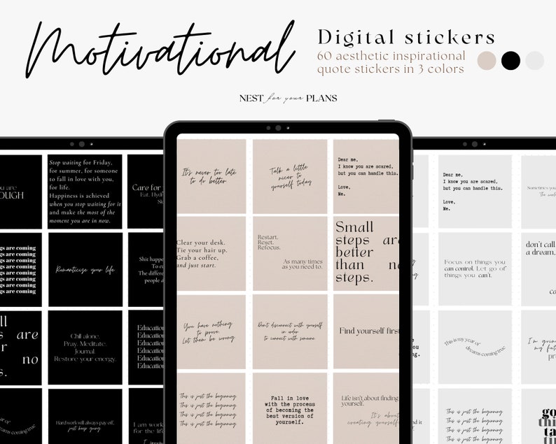 Inspirational Quotes Digital Stickers, That Girl Quotes, Black White ...