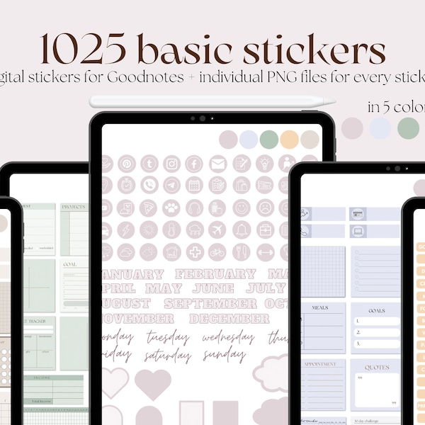 Basic Digital Planning Stickers - Etsy