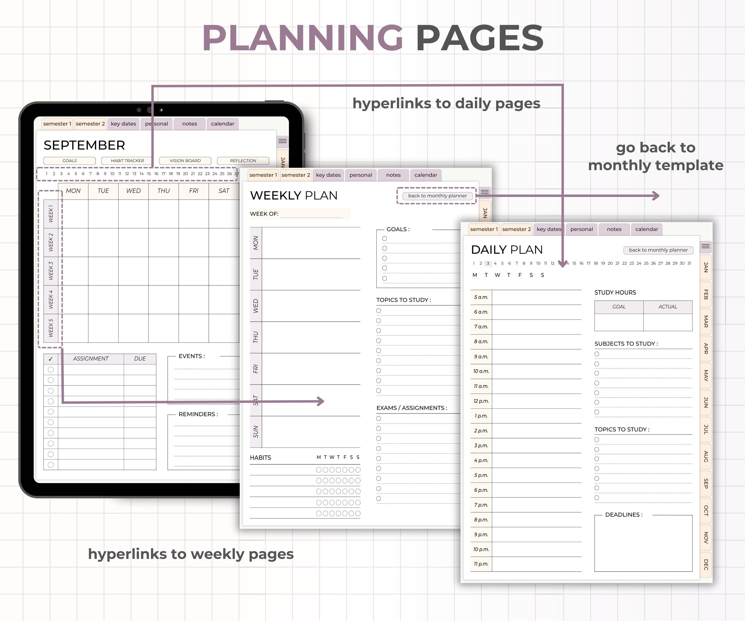 Digital Student Planner | Undated iPad Academic Planner | College ...