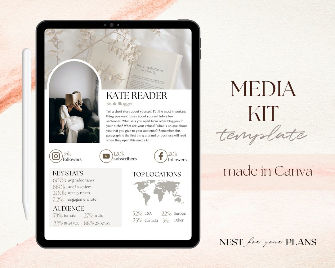 2 Page Media Kit Canva Template, Book Blogger Rate Sheet Template ...