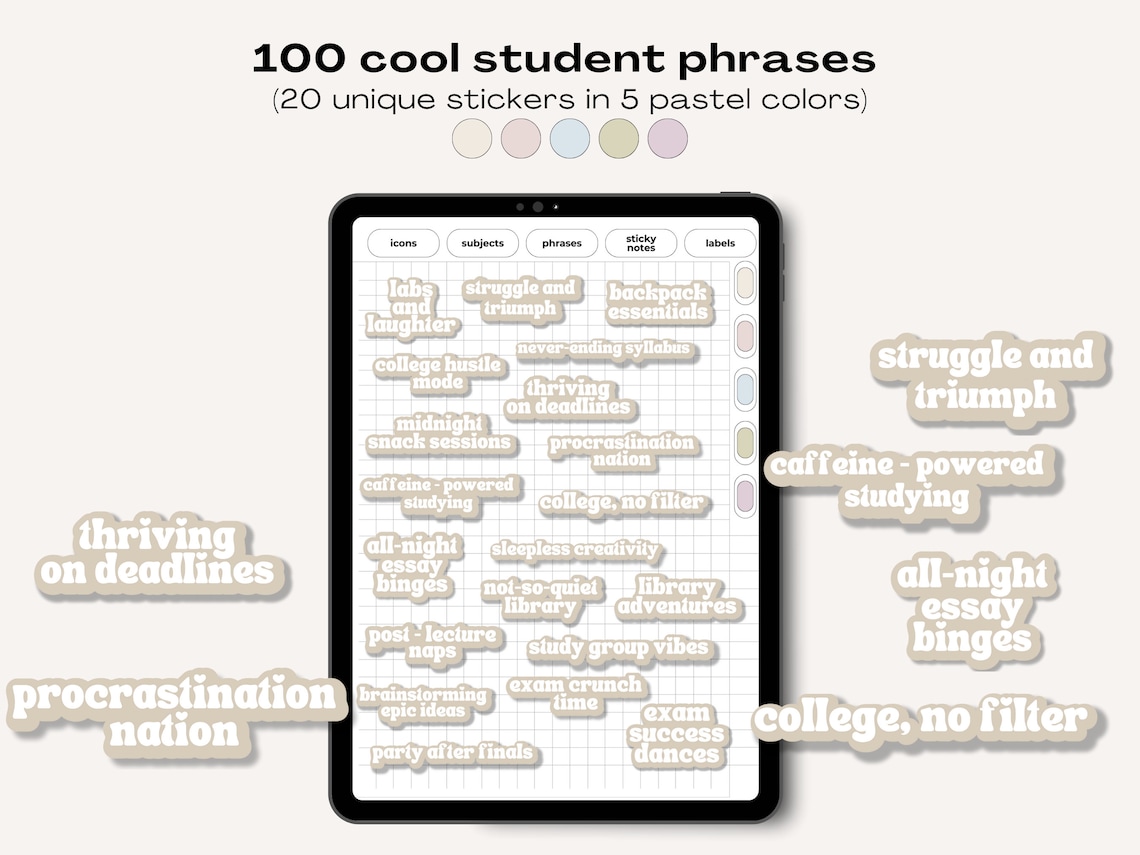 Digital Student Stickers | 810 Aesthetic Stickers for Goodnotes ...