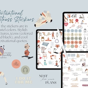Fitness Digital Stickers, Workout Goodnotes Stickerbook, Wellness ...