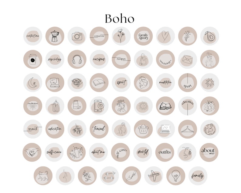 434 Boho Instagram Highlight Covers / Black and White / Neutral ...