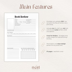 Printable Reading Journal | Minimal Book Tracker | PDF Book Journal ...