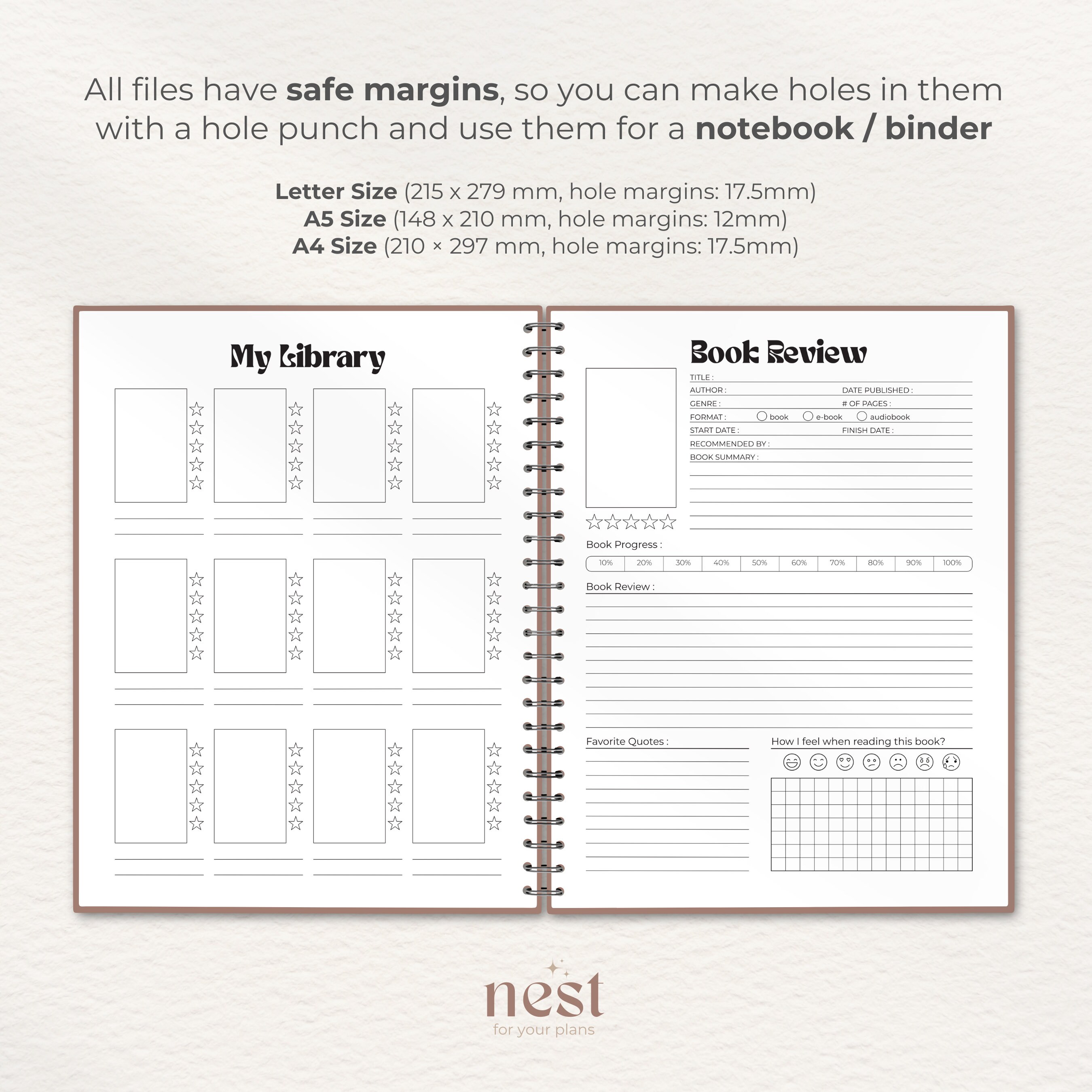 Printable Reading Journal | Minimal Book Tracker | PDF Book Journal ...