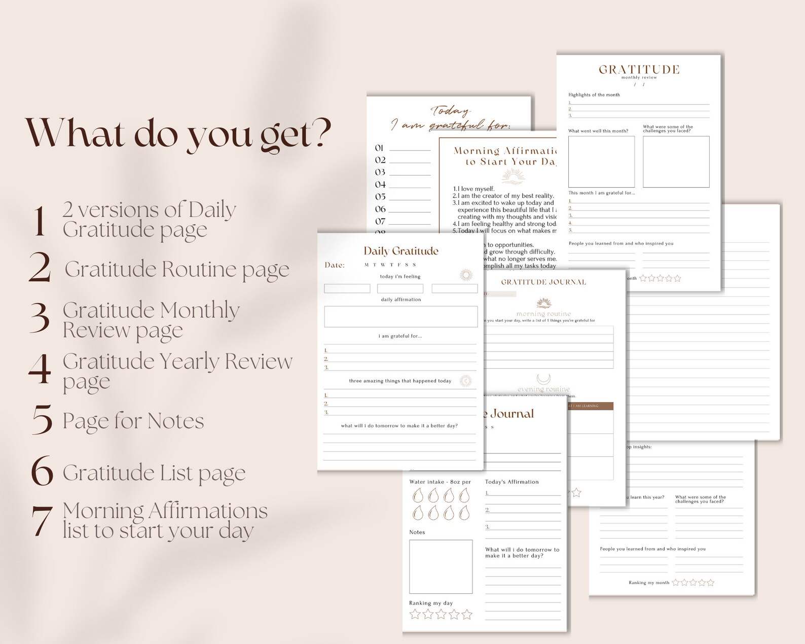 Gratitude Journal Printable Bundle | Minimal Self-care Planner | Daily ...