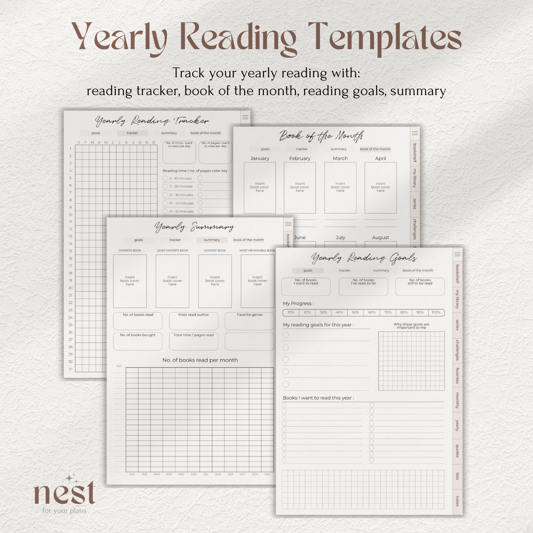 Diario de lectura digital / Planificador de lectura de textura de papel ...