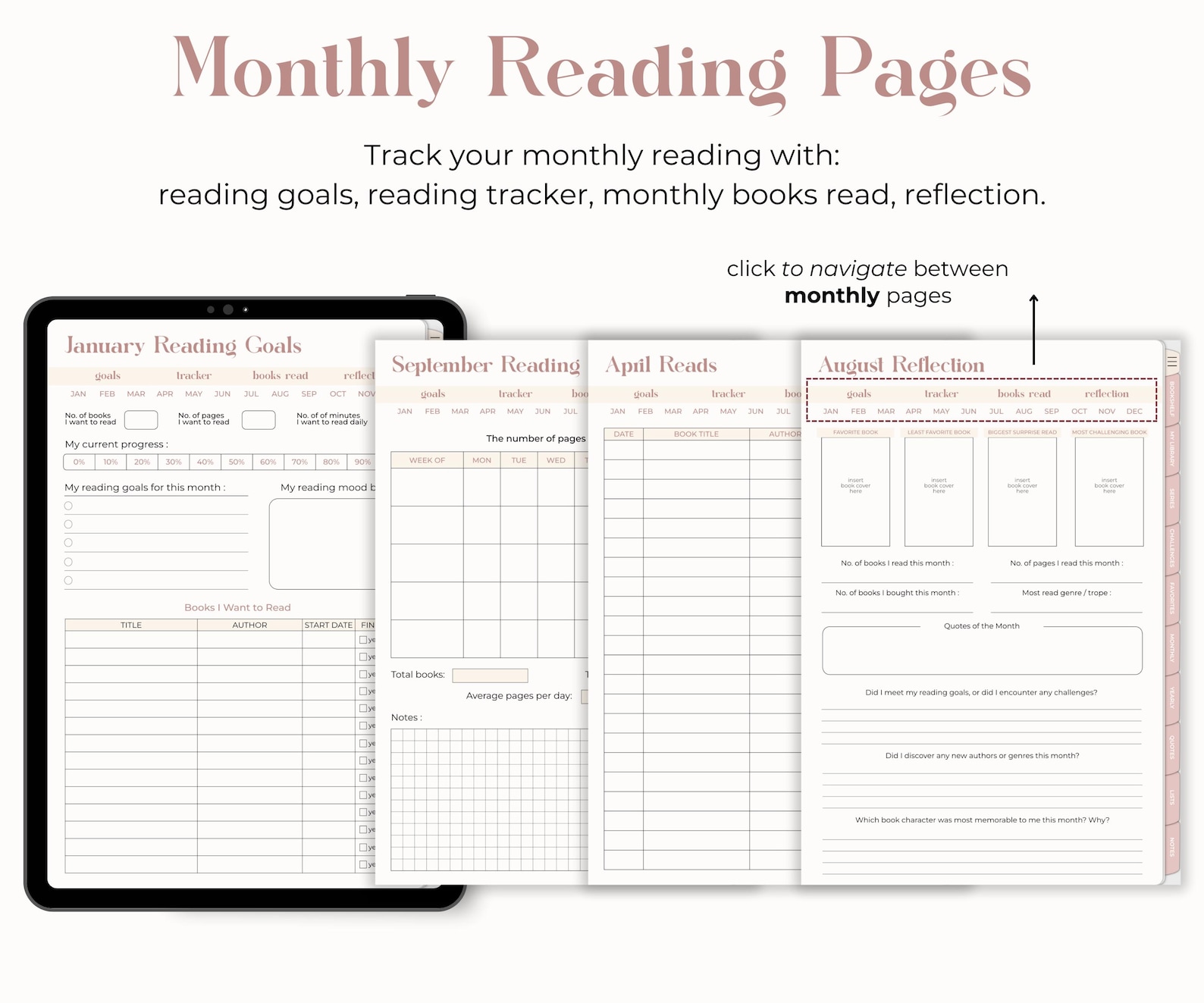 Digital Reading Journal | Classic Reading Planner for iPad | Goodnotes ...