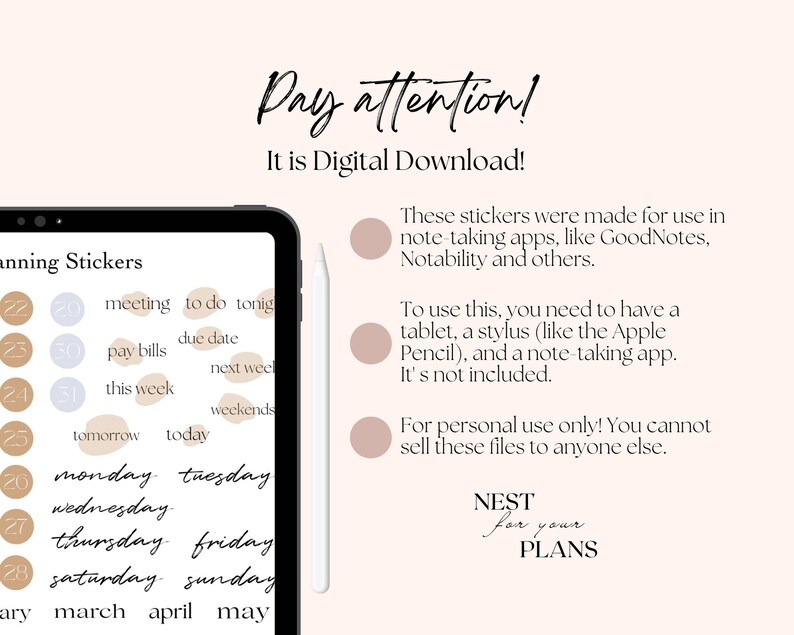 Everyday Vintage Digital Stickers Goodnotes PNG Boho - Etsy