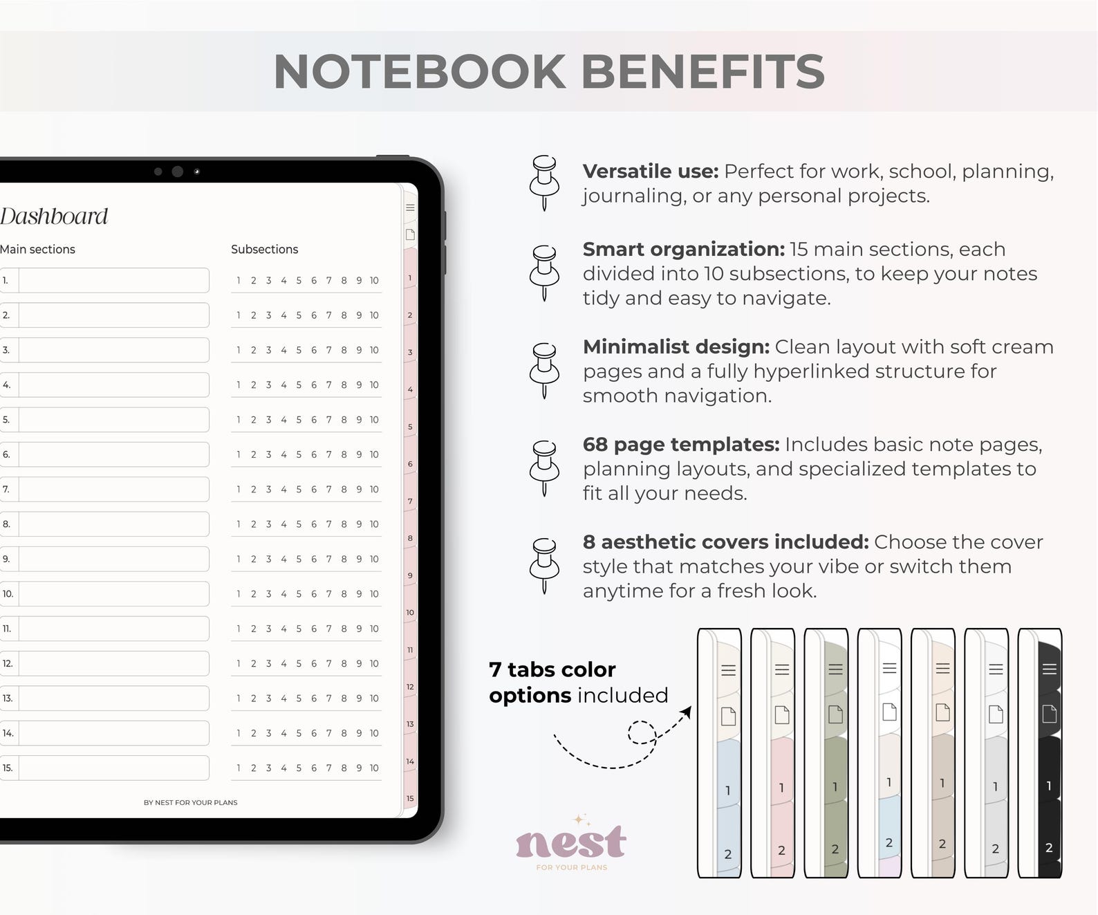 Digital Notebook, Goodnotes Notebook, Digital Note Paper Template ...