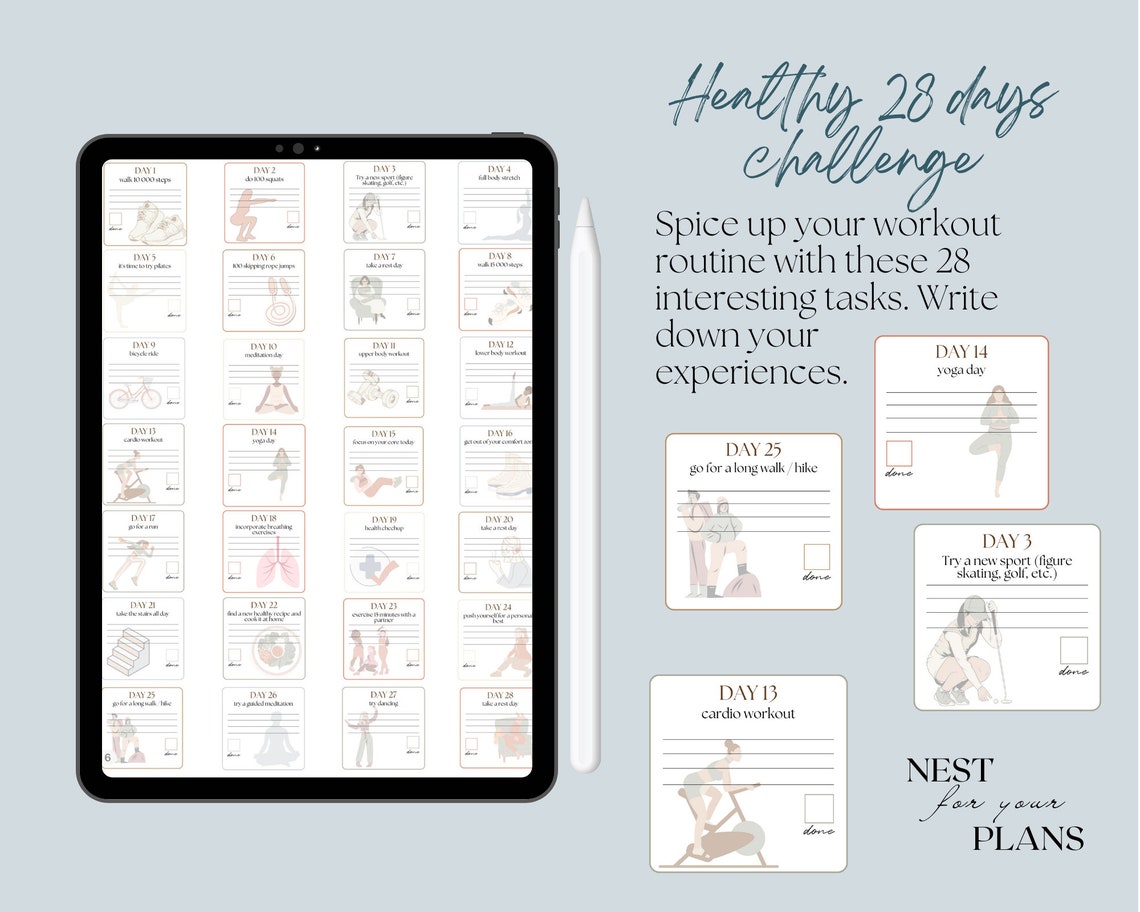 Fitness Digital Stickers Workout Goodnotes Stickerbook - Etsy