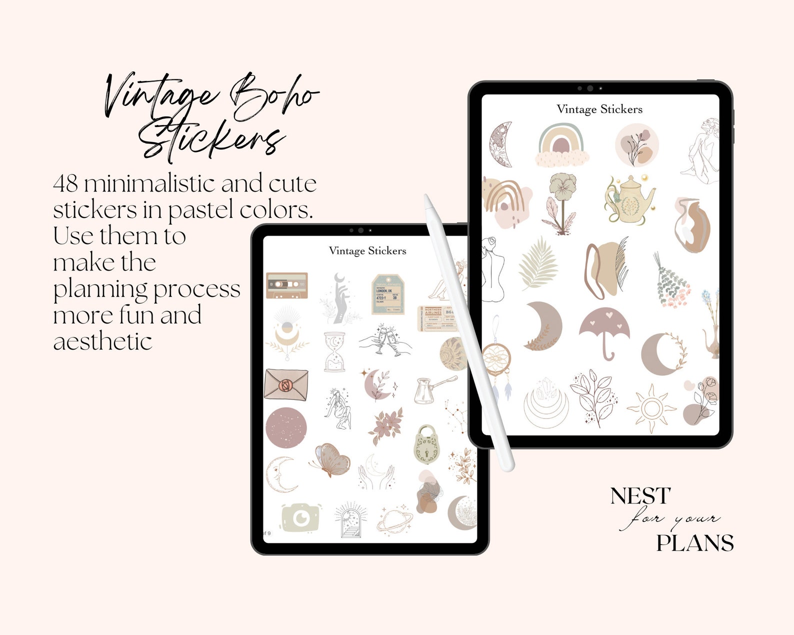 Everyday Vintage Digital Stickers Goodnotes PNG Boho - Etsy