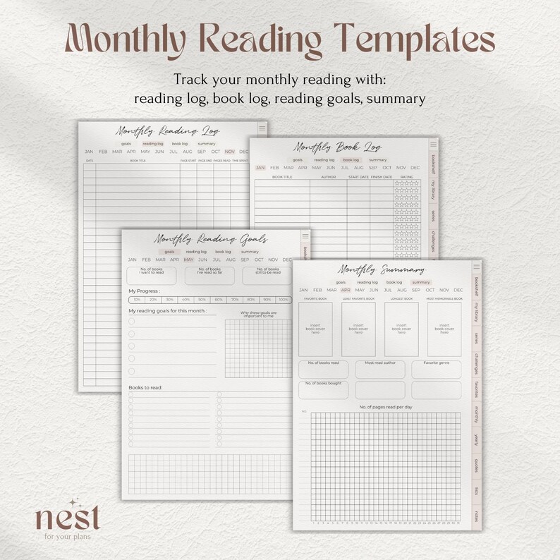 Diario de lectura digital / Planificador de lectura de textura de papel ...