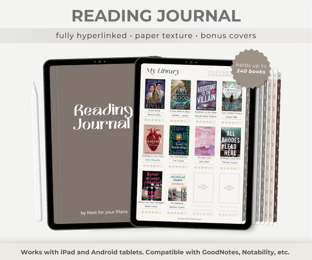 Digital Reading Journal, Paper Texture Reading Tracker for Ipad ...