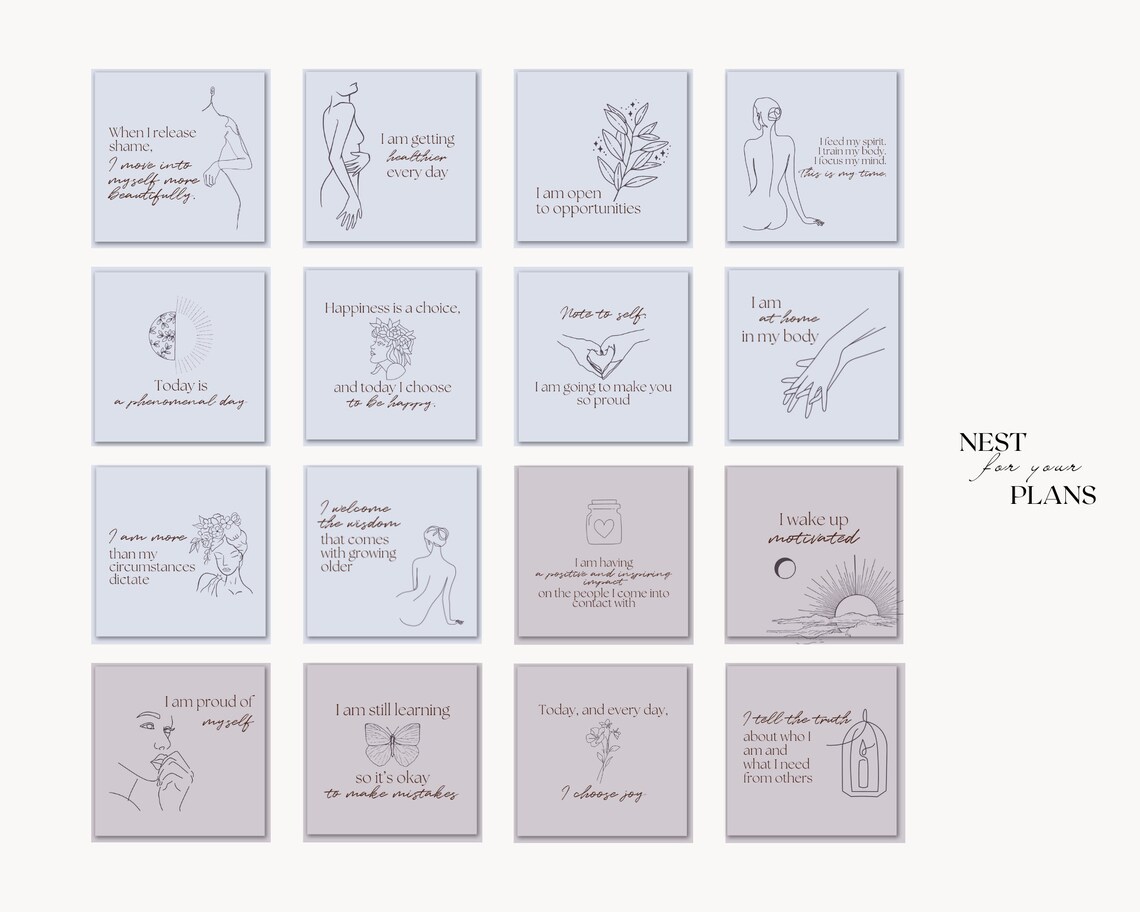 50 Affirmation Cards Printable Digital Stickers Inspirational Goodnotes ...