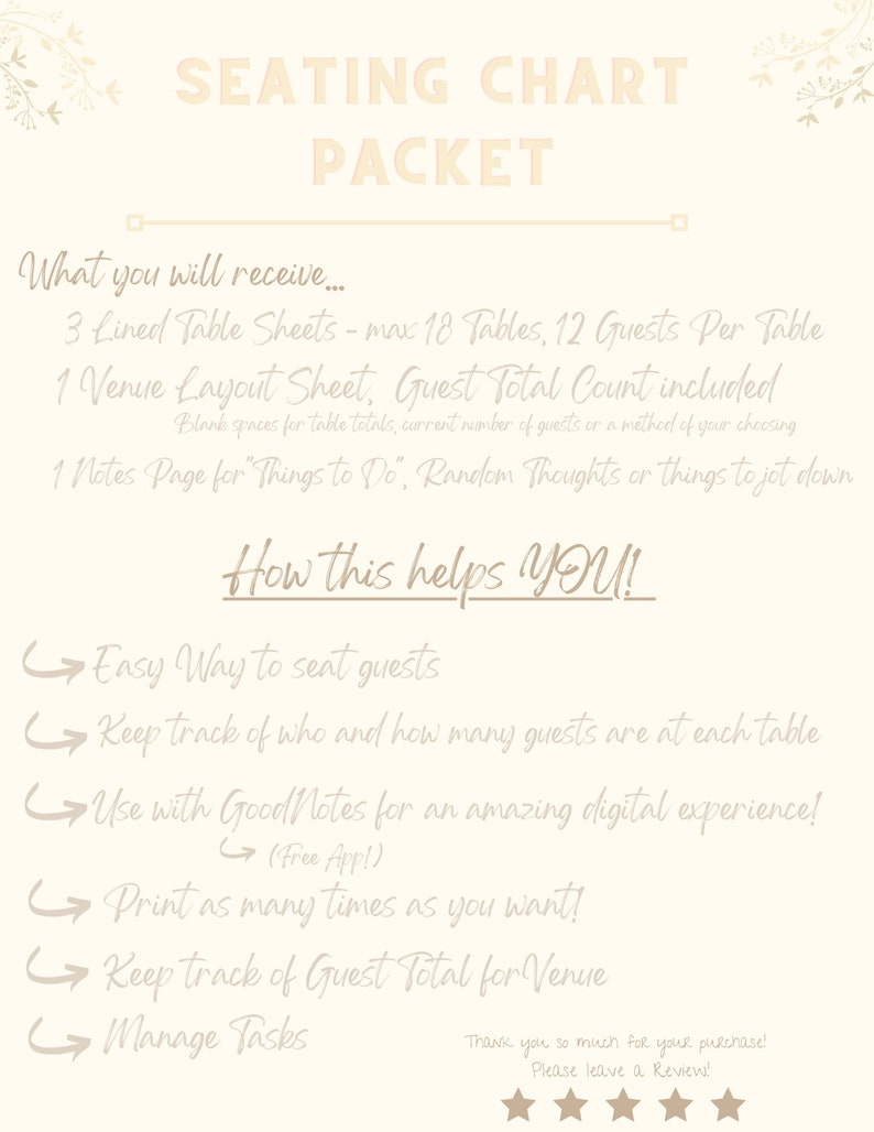 Rough Draft Seating Chart Printable, Downloadable, Goodnotes, Weddings ...