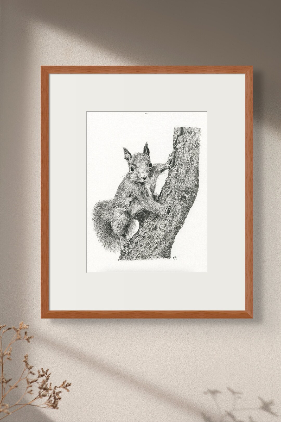 Red Squirrel Art PRINT, Pen Drawing Wall Art, Woodland Animals ...