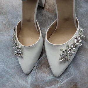 Stone Embellished , Ankle Strap , Block Heel , Wedding Shoe for Bride ...