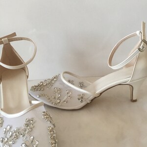 Stone Embellished Wedding Shoes Thin Heels Ankle Strap - Etsy