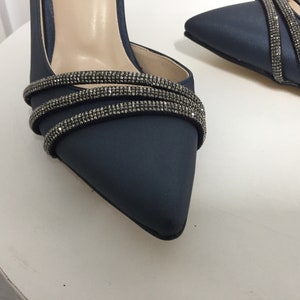 Dark Blue Shoe , Sone Embellished ,dark Blue Shoes , Low Heels, Thin ...