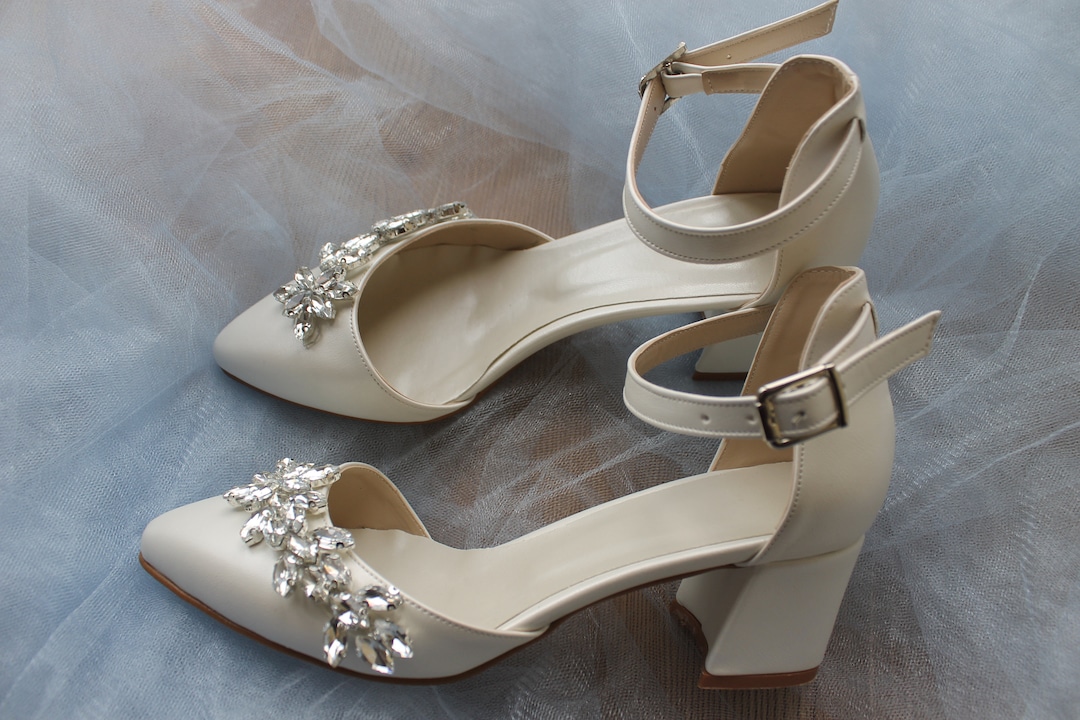 Stone Embellished , Bride Shoe , Bridal Shoe , Low Heel , Block Heel ...