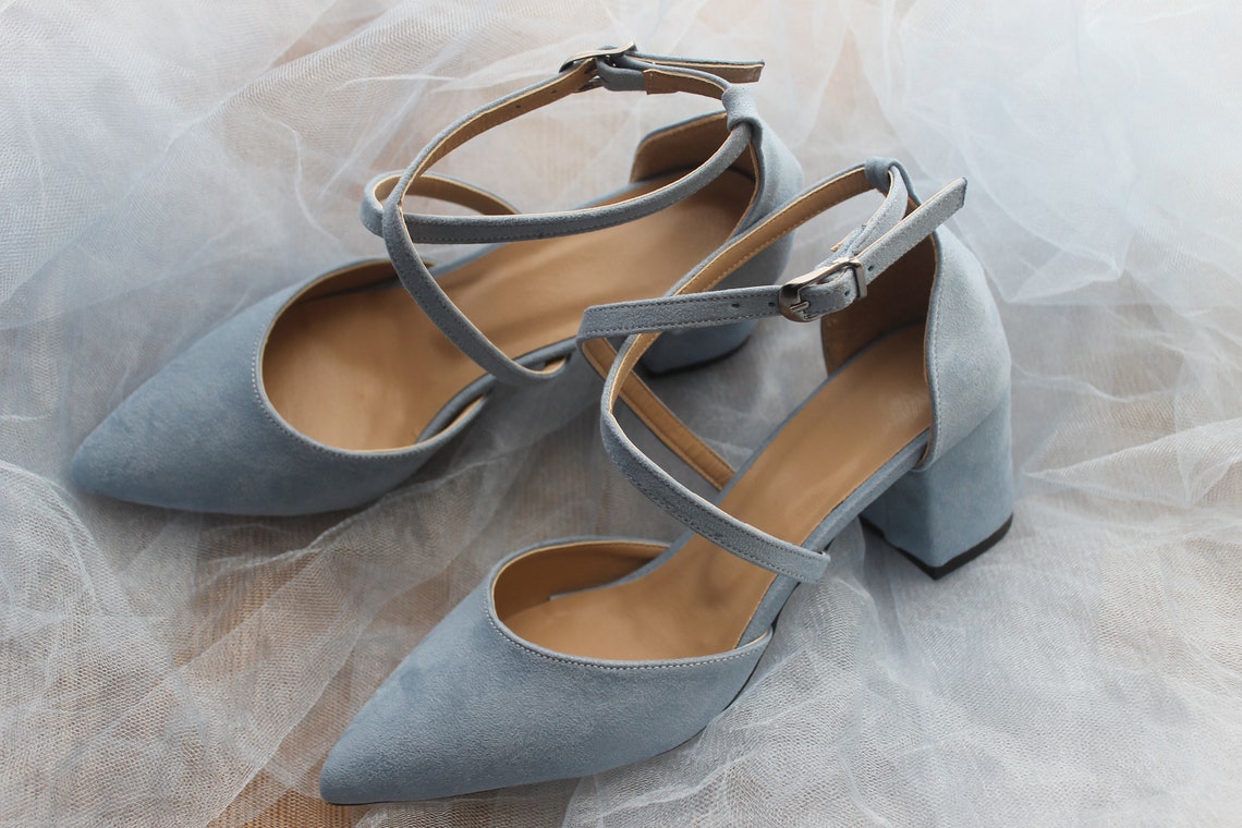 Baby Blue Shoes , Criss Cross , Block Heel Shoes , Suede Shoes , Gift ...