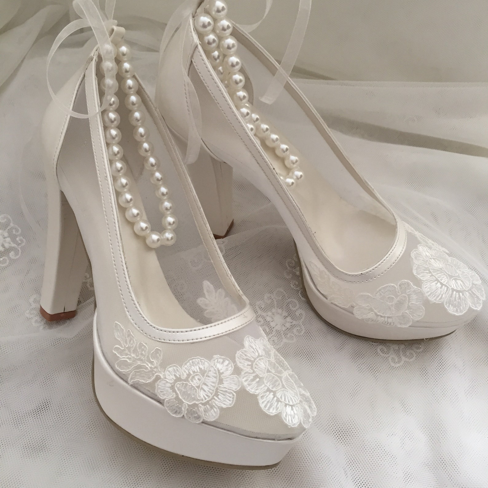 High Heels, Ivory Wedding Shoes , Platforms, Ivory Bride Shoes , Ivory ...