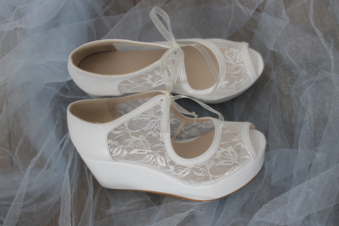 Lace Wedge , Bridal Wedge , Bride Wedge , Wedding Wedge , Ivory Wedge ...