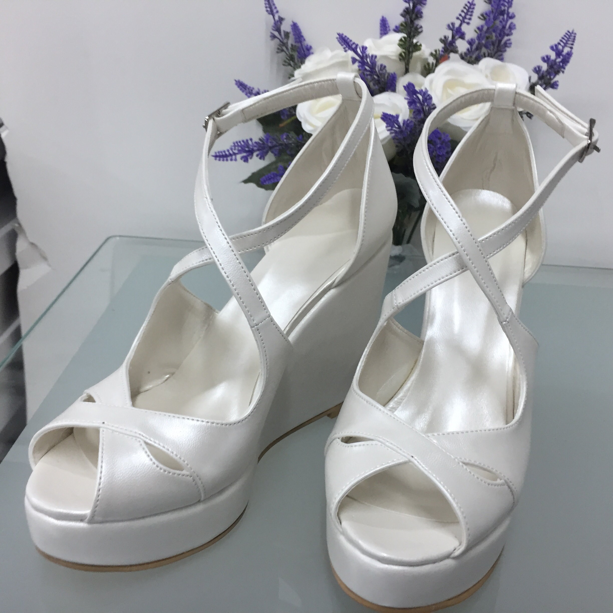 Cris Cros Wedges Ivory Wedding Shoes Ivory Bride Shoes - Etsy