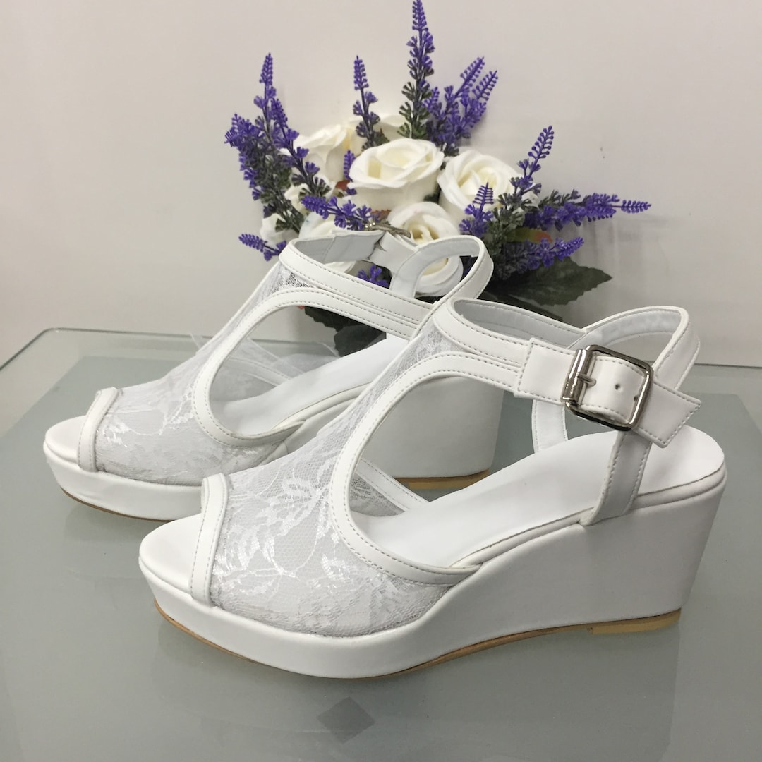 Wedges, Ivory Wedding Shoes , Platforms, Ivory Bride Shoes , Ivory ...