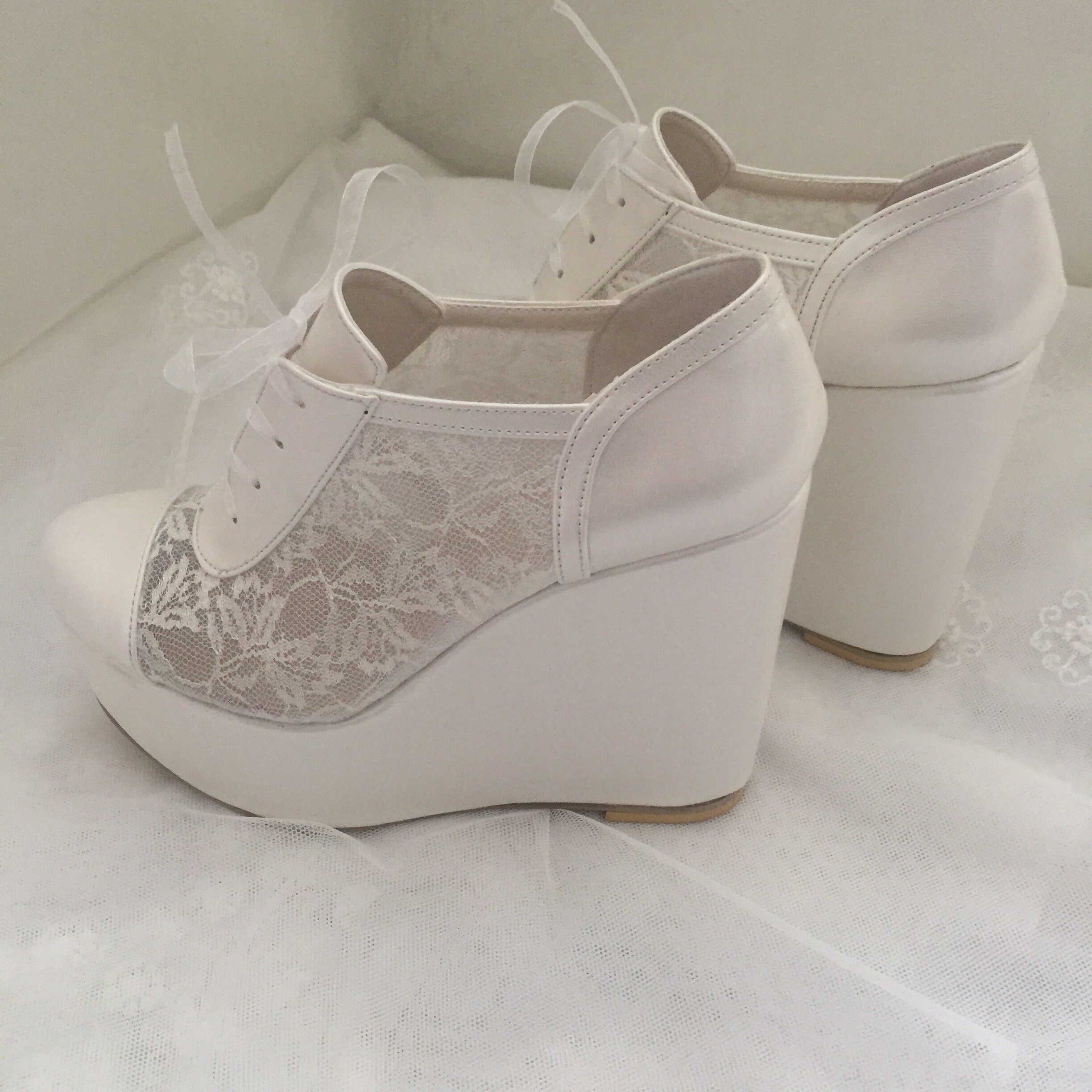 Wedges Ivory Wedding Shoes Platforms Ivory Bride Shoes | Etsy