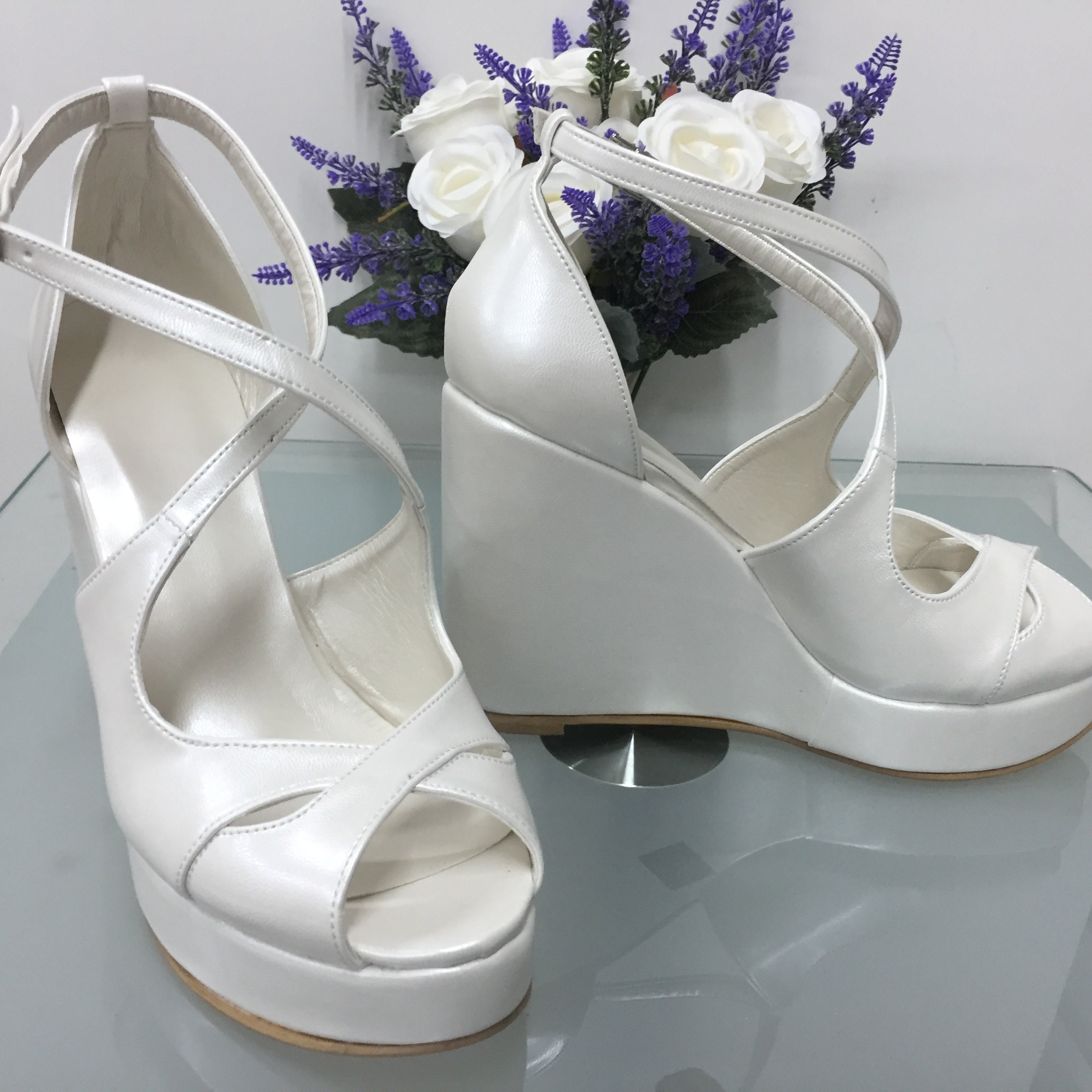 Cris Cros Wedges Ivory Wedding Shoes Ivory Bride Shoes - Etsy