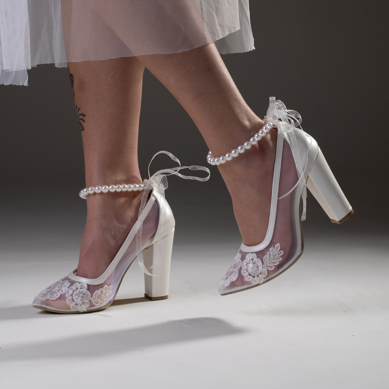 Guipure Tulle Bridal Shoes Heels | Etsy