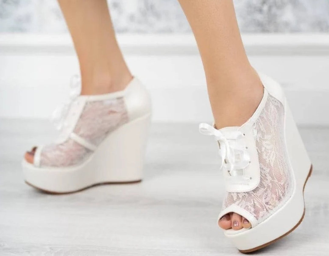 Wedges, Ivory Wedding Shoes , Platforms, Ivory Bride Shoes , Ivory ...