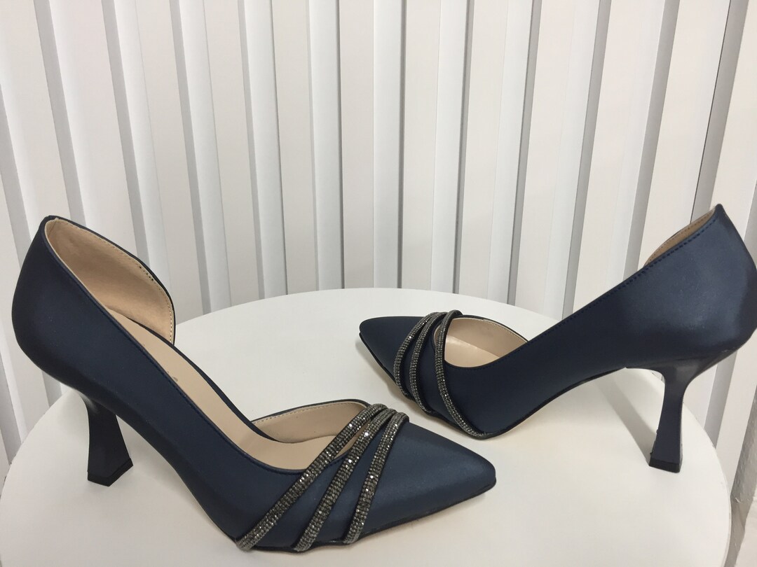 Dark Blue Shoe Sone Embellished dark Blue Shoes Low - Etsy