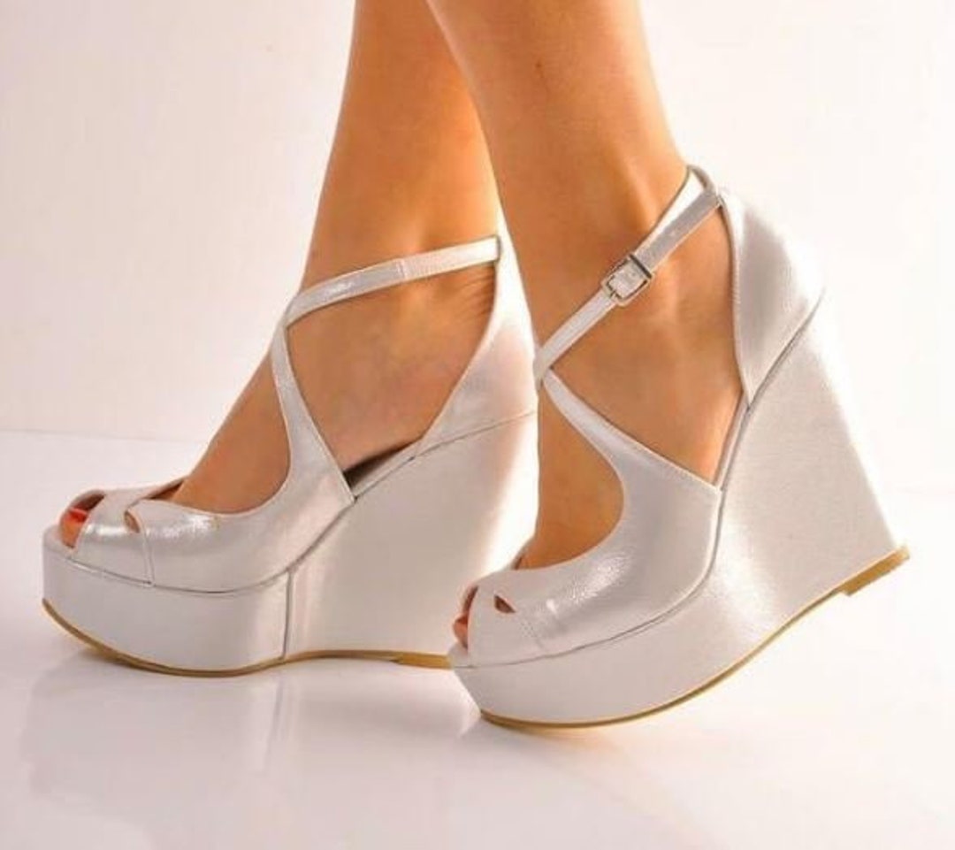 Cris Cros Wedges Ivory Wedding Shoes Ivory Bride Shoes - Etsy