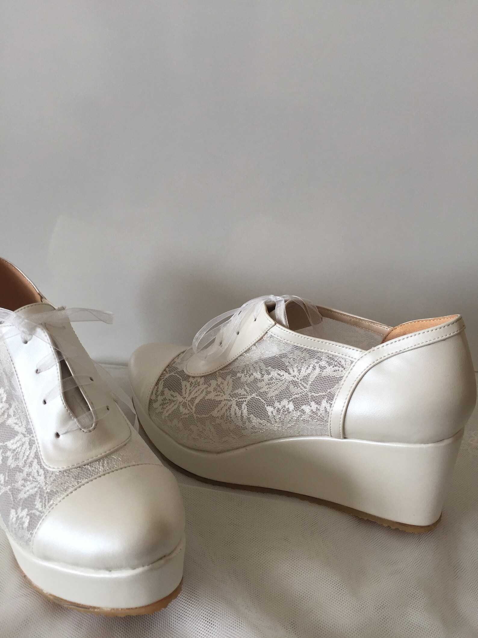 Wedges Ivory Wedding Shoes Platforms Ivory Bride Shoes | Etsy
