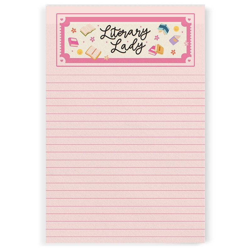 Literary Lady Notepad, Bookish Notepad, Book Stationery, Bookish ...