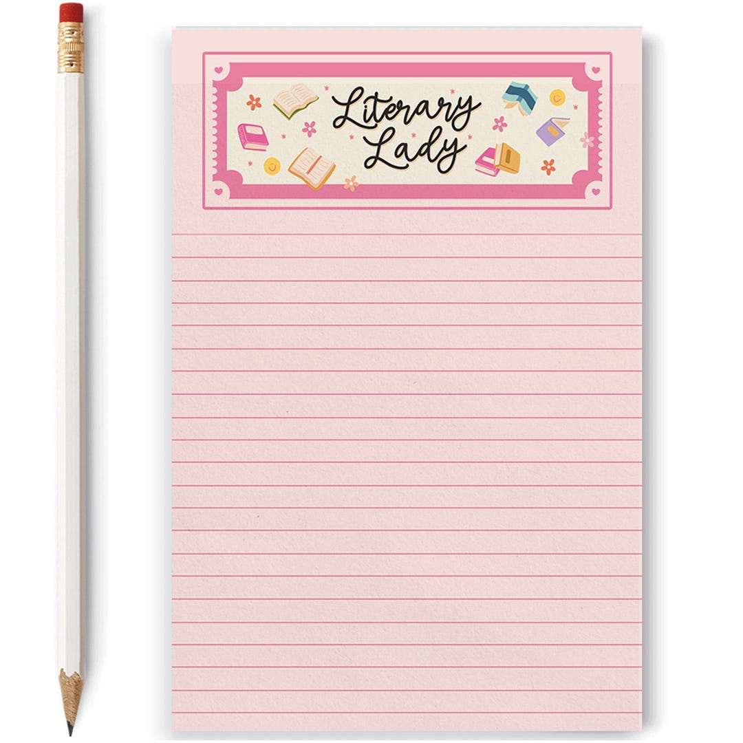 Literary Lady Notepad, Bookish Notepad, Book Stationery, Bookish ...